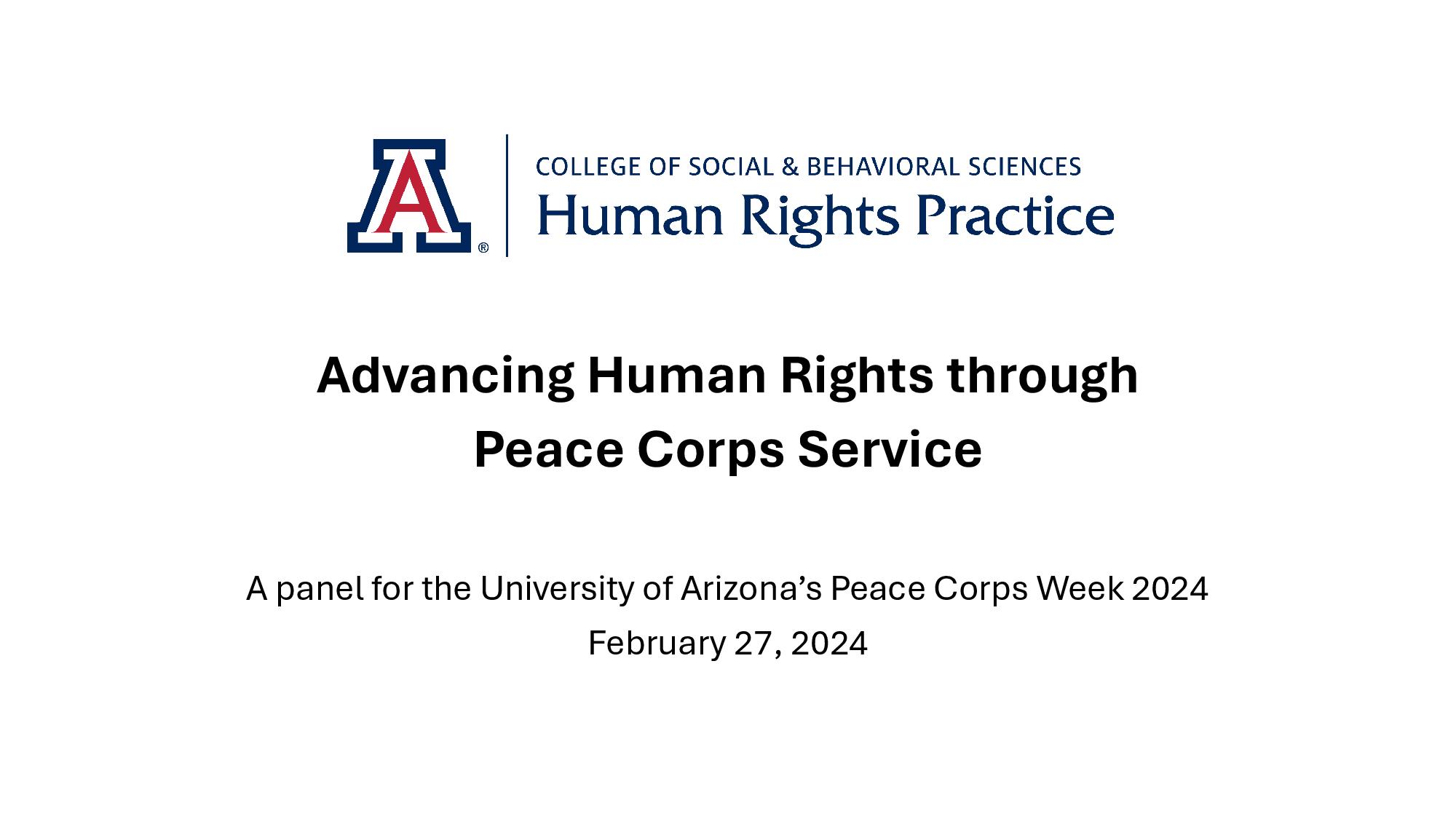 Perspectives on Human Rights Practice and Peace Corps Service | Human ...